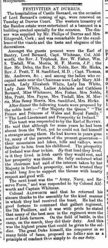 1871 Western Tenantry Entertained by Lord Bandon on coming of age of ...