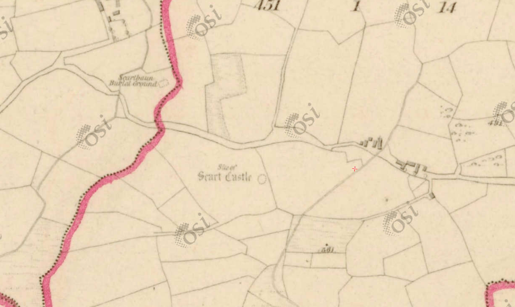 Early Ordnance Survey Map Showing Site of McCarthy Castle, Scart ...