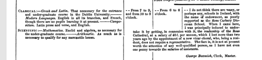 1845, Conditions at Diocesan School (St. Faughnans), Rosscarbery ...