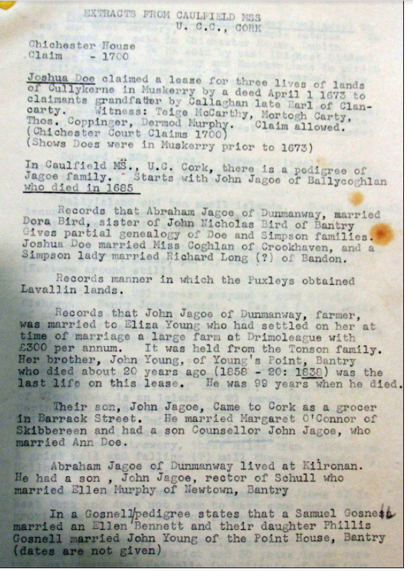 1844 Cork Assizes, Jagoe V Hungerford. Throwing light on Genealogy of ...