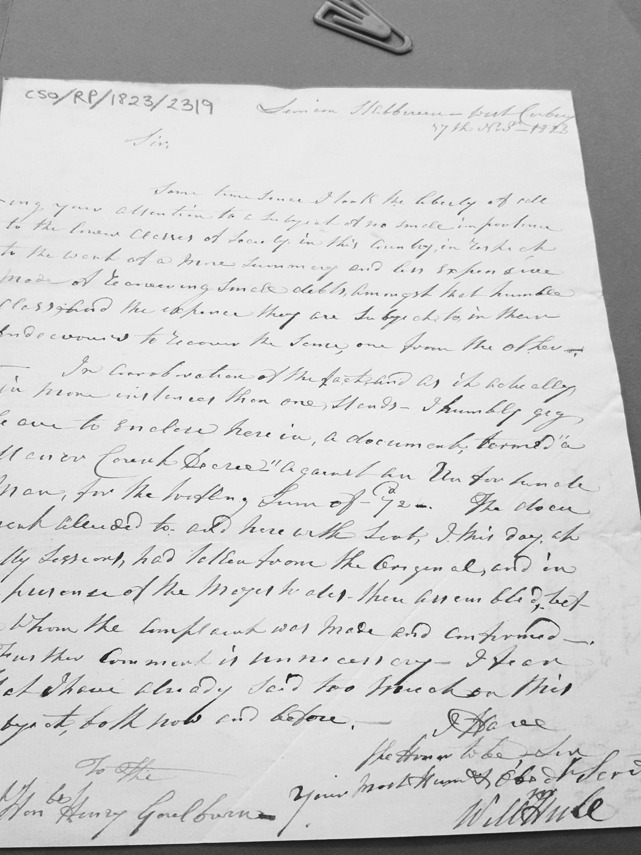 1823, Manor Court Decree taken by Richard Connell against Edward Butler ...